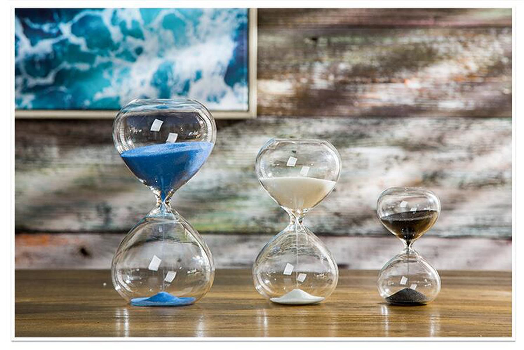 Hourglass Timer 5/15/30 Minutes Sand Clock Durable Glass Hourglass Timer for Romantic Mantel Office Desk Decor Birthday Gift Kids Games (5 Minutes, White)