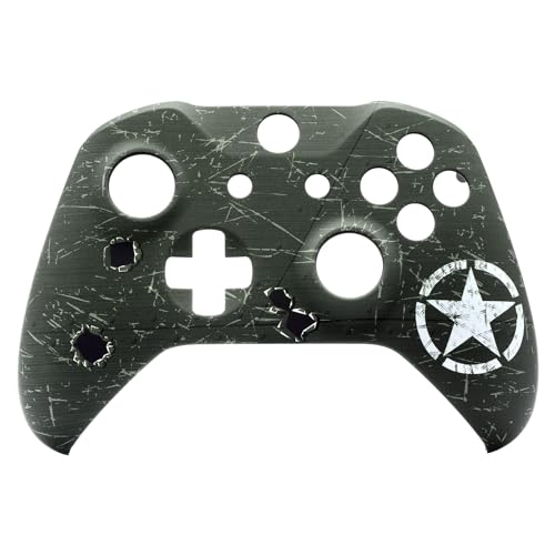 eXtremeRate WWII US Army Overlord Faceplate Cover, Soft Touch Front Housing Shell Case, Comfortable Soft Grip Replacement Kit for Xbox One X S Controller - Controller NOT Included