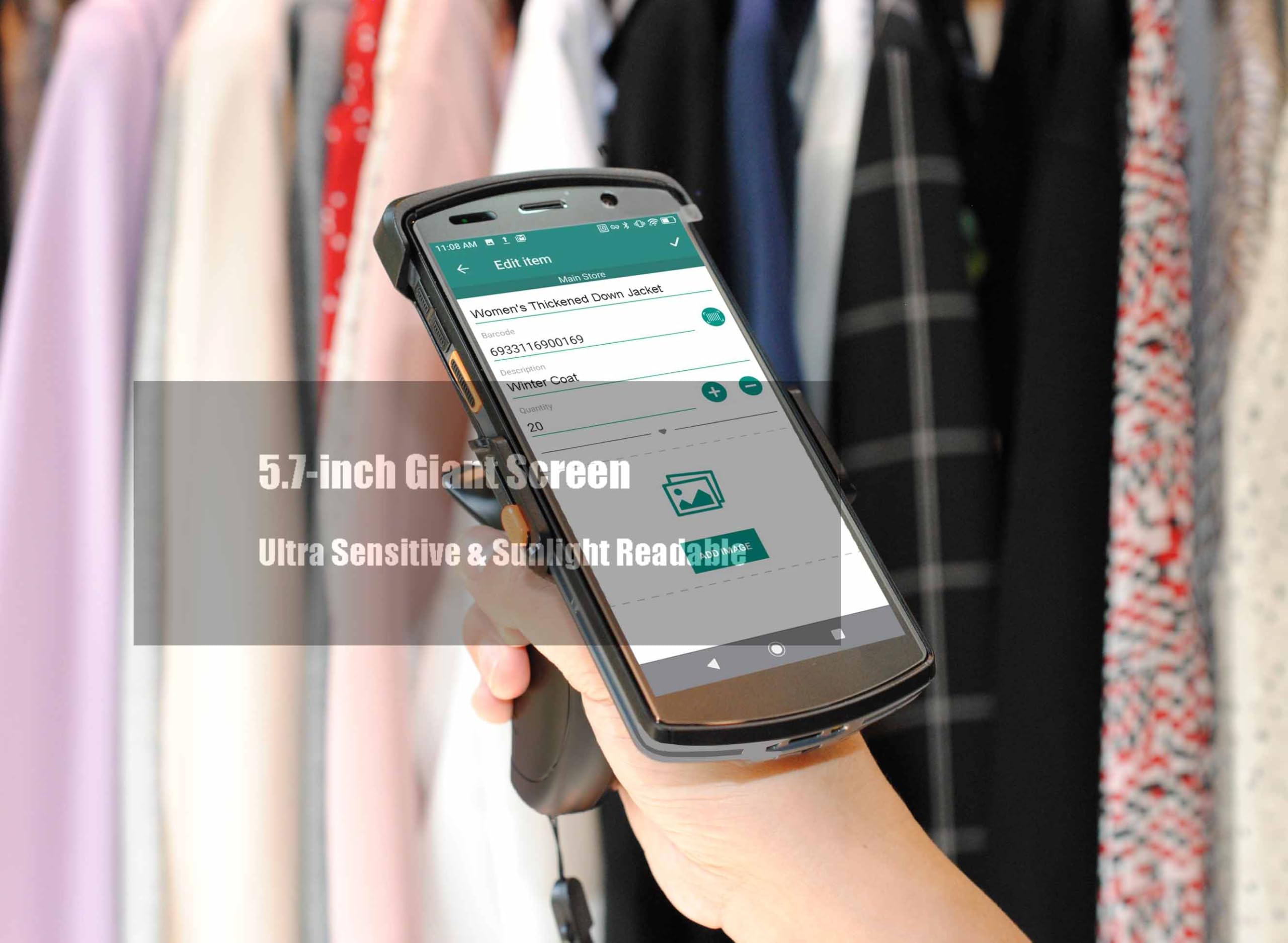 Rugged 4G LTE Android Barcode Scanner Pistol Grip Handheld Mobile Computer 5" Touch Screen with Honeywell N6603 1D 2D Code Reader WiFi GPS for Enterprise WMS