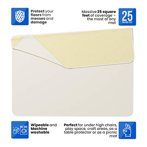 Super Jumbo Splat Mat – 60” x 60” Extra Large Waterproof and Washable Protective Mess Mat for Floors and Tables During Arts Crafts Painting Playtime and Mess Play (Grey, Jumbo- 5ft x 5ft (60" x 60"))