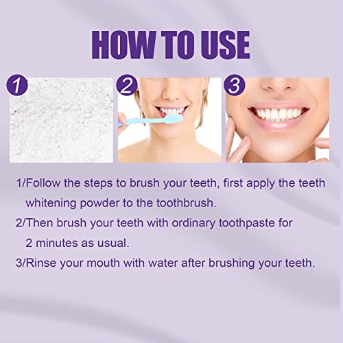 NBHC 2Pcs Teeth Colour Corrector Powder, Whiten and Clean Teeth Powder, Washing Remove Stains and Dirt, Freshen Oral Plaque, Brightening Teeth Clean Tooth Toothpaste Powder