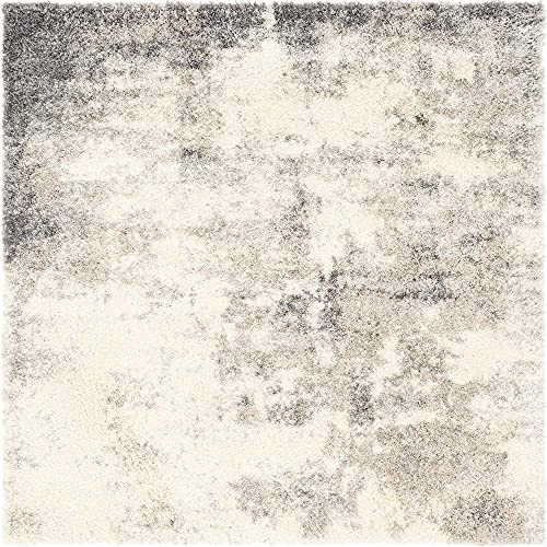 Rugs.com Soft Touch Shag Collection Square Rug β 8 Ft Square Pebble Gray Shag Rug Perfect for Living Rooms, Kitchens, Entryways