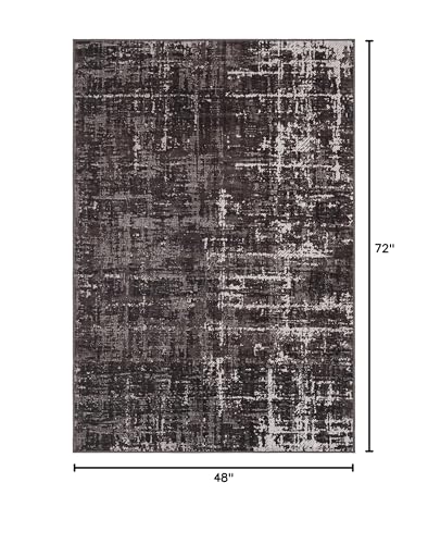 Rugs.com Valencia Collection Area Rug – 4' x 6' Charcoal Low Rug Perfect for Entryways, Kitchens, Breakfast Nooks, Accent Pieces