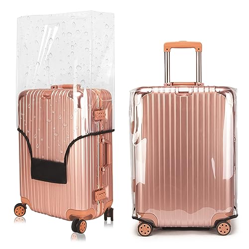 Mulaibdin PVC Luggage Cover, Waterproof Suitcase Cover, Clear Luggage Cover for Suitcase TSA Approved, Dustproof Travel Luggage Sleeve Protector for Wheeled Luggage (28 inch)