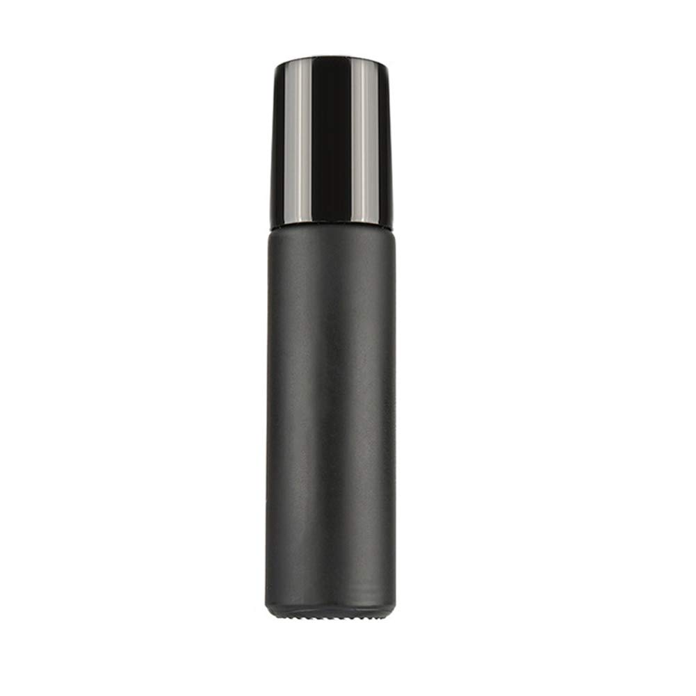 Essential Oil Roller Bottles, 6Pcs 10ml Black Glass Roller Bottles Vials Containers with Metal Roller Ball and black cap for Essential Oil Aromatherapy Perfume Cosmetic Skincare Liquid, 1 Dropper