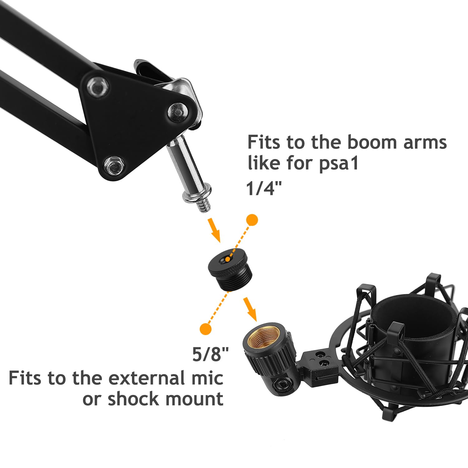 Frgyee 4 Pack Mic Stand Adapter 1/4 Female to 5/8 Male Screw Adapter Thread Tripod Screw Adapter for Microphone Stand Mount to Camera Tripod