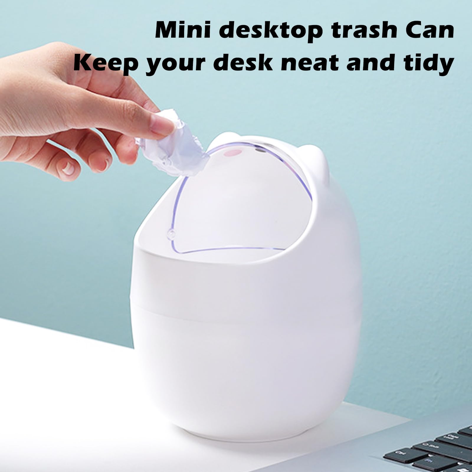 SHAIDOJIO 3 Pack Cute Desktop Trash Can with 180 Trash Bags, Creative Small Garbage Can with Flip Lid, Tiny Countertop Wastebasket for Kids, Kawaii Mini Desk Waste Bin for Bedroom, Bathrooms