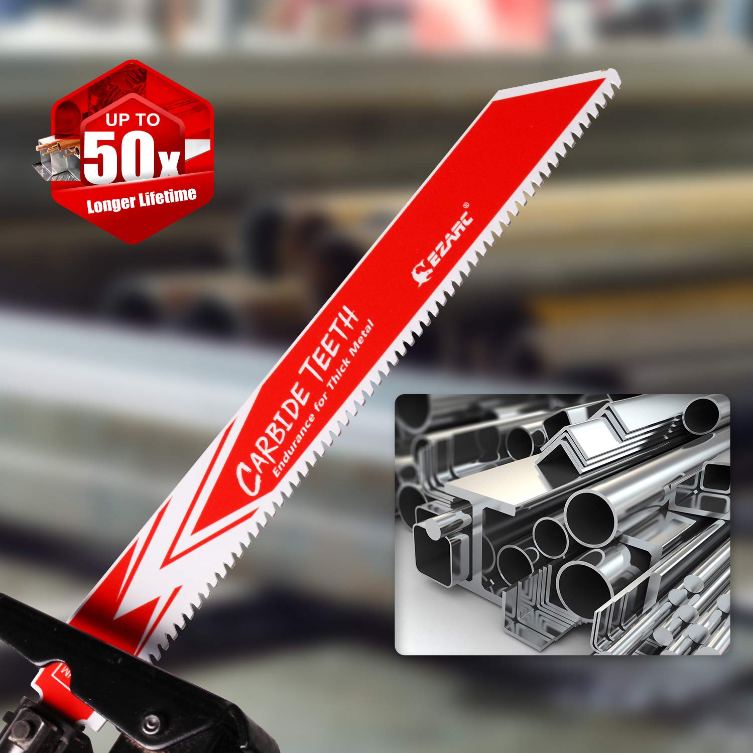 EZARC Carbide and Bi-Metal Reciprocating Saw Blade Endurance for Heavy Metal, Thick Metal, Cast Iron, Alloy Steel