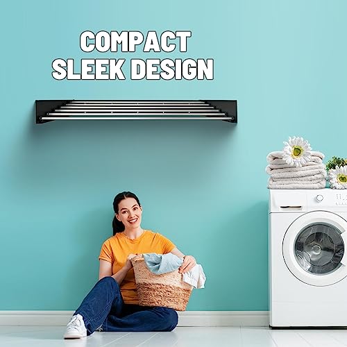 NEBU Clothes Laundry Drying Rack 40β- an Elegant Wall-Mounted Hanger, Folding Stainless Steel Collapsible, Space Saver with 20 Linear feet, Drying Capacity 40lbs