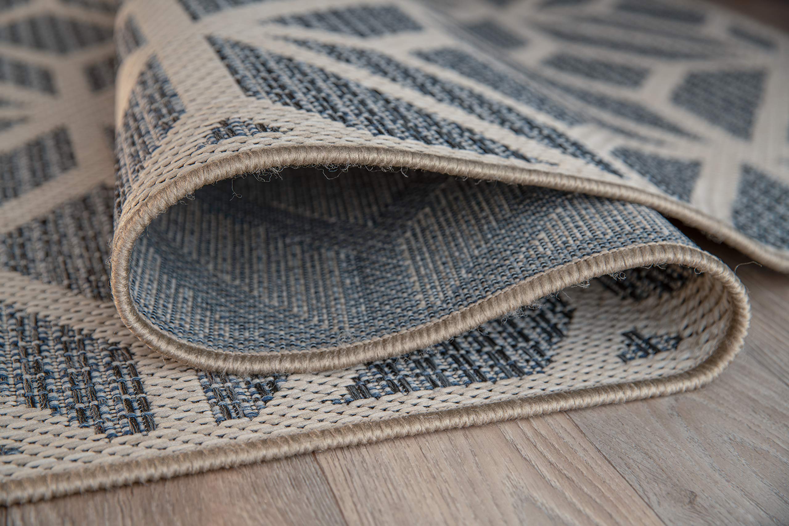 Rugshop Contemporary Geometric Rug for Patio, Dec, Balcony, Indoor/Outdoor Area Rug 7'10" x 10' Blue