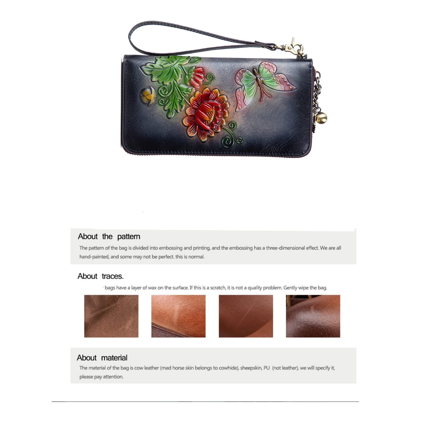 IAGOM Women's Cartoon Printing Leather RFID-Blocking Zip Around Clutch Wallet with Wristlet Strap for Women
