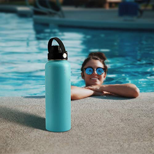 WishDirect Wide Mouth Lid with Flexible Handle Compatible with Hydro Flask 12/16/18/20/32/40/64 Oz, Fits Simple Modern, Takeya, Iron Flask and Most Wide Mouth Water Bottles (Black, 2 Pack)