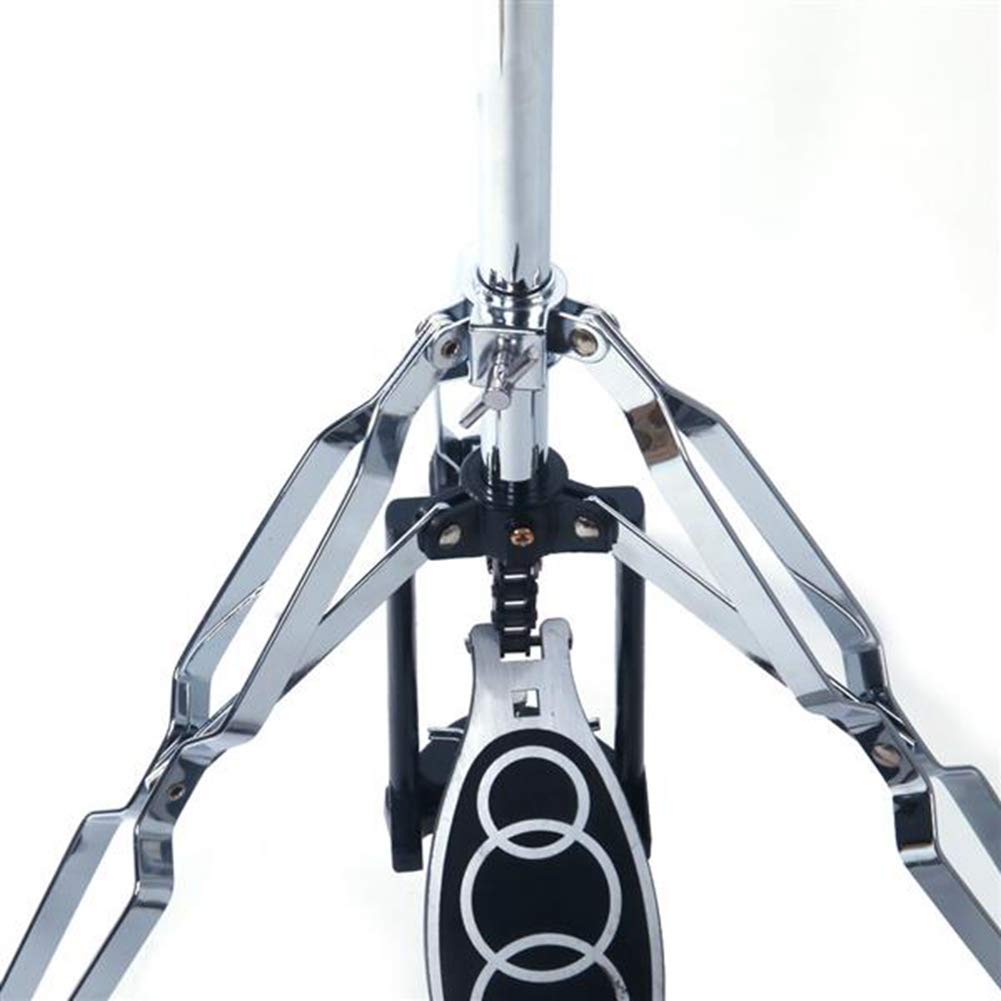 Estink Foldable Portable Hi-Hat Stand,Pedal Control Style Drum Hi-Hat Cymbal Stand with Pedal Silver and Black (Hi-Hat Stand)