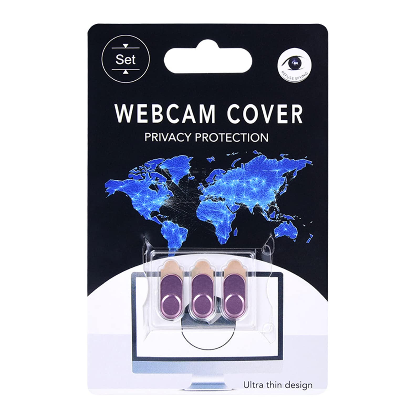 INT'L Flyer Webcam Cover Slide [3-Pack], 0.027 Inch Ultra-Thin Metal Material, Suitable for Laptops, Tablets and Mobile Phones, Refuse Spying, Privacy Protection