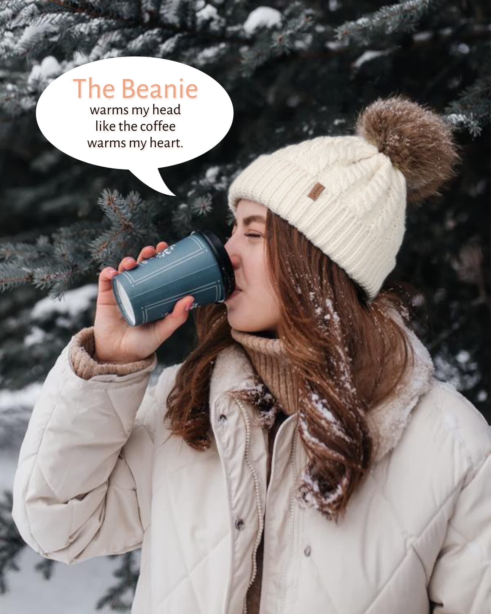 FURTALK Winter Beanie Hat for Women Warm Thick Cotton Lining Knit Bobble Skull Cap Fur Pom Pom Hats for Women