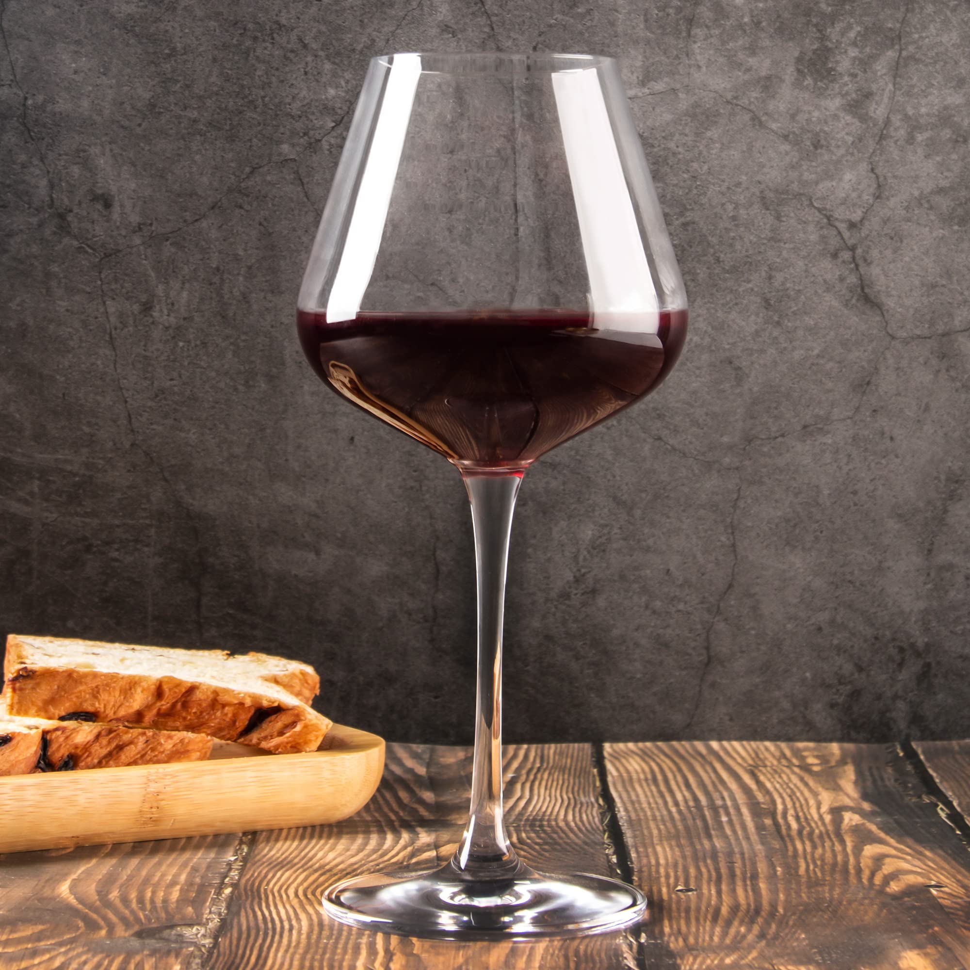 FAWLES Red Wine Glasses, Set of 6 Burgundy Wine Glasses, 17 oz Crystal Wine Glasses, Wedding Housewarming Gift