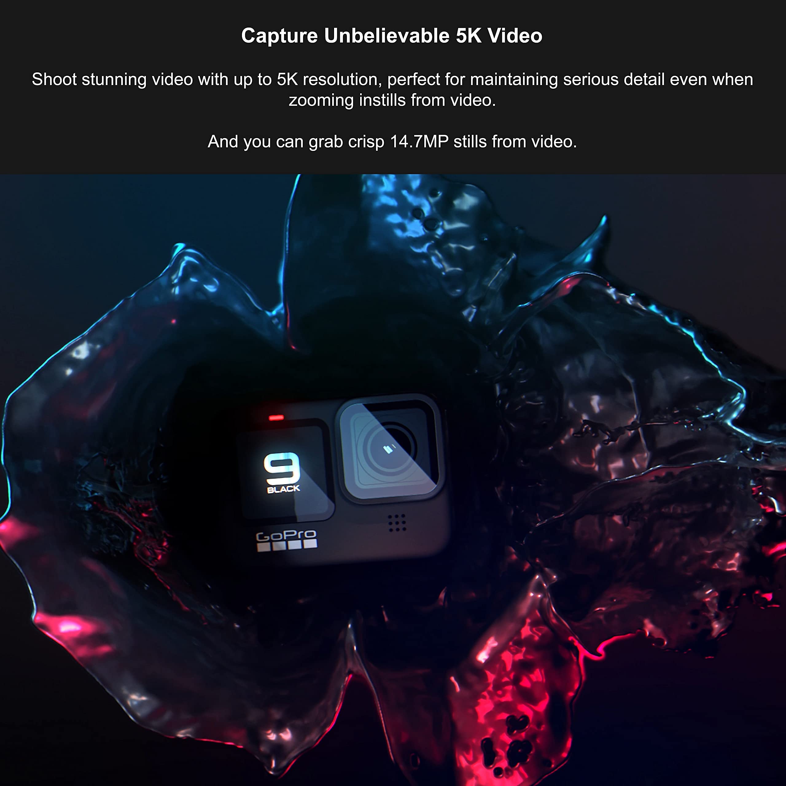 GoPro HERO9 Black - E-Commerce Packaging - Waterproof Action Camera with Front LCD and Touch Rear Screens, 5K Ultra HD Video, 20MP Photos, 1080p Live Streaming, Webcam, Stabilization (Renewed)