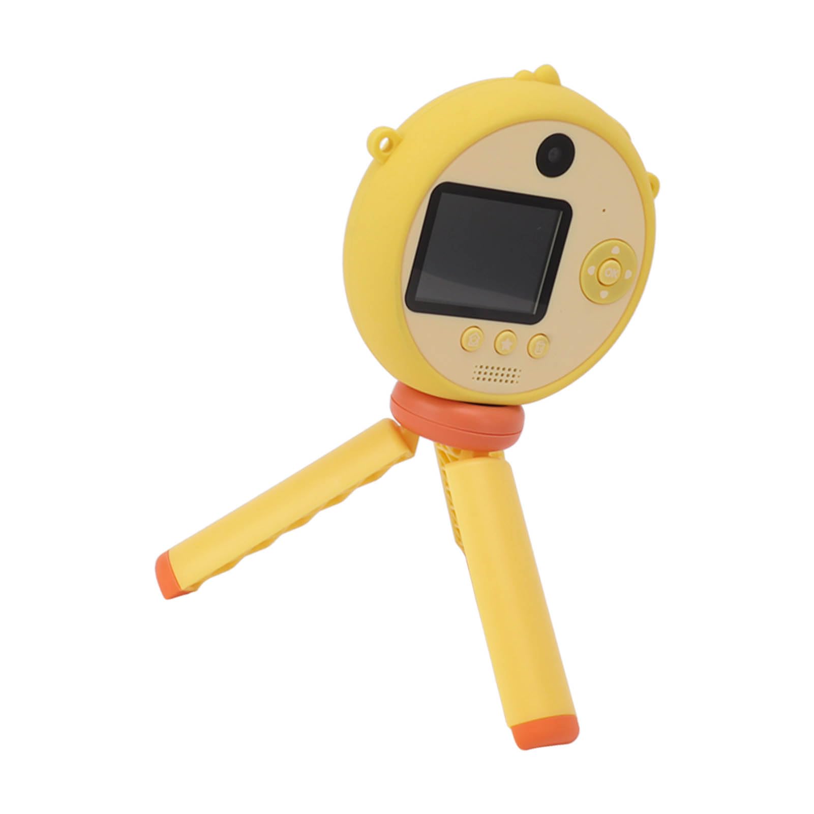 Fdit Kids Camera Abs Silicone Girls Artificial Swag Kids Video Camera with Stand for 3‑12 Years Old (Yellow)