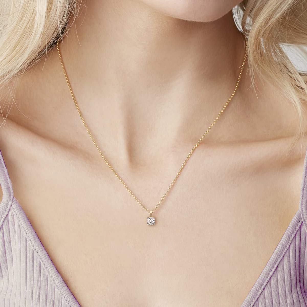 FRIENDLY DIAMONDS 1 1/2 Carat | 14K Yellow Gold | IGI Certified Lab Created Diamond Solitaire Pendant Necklace