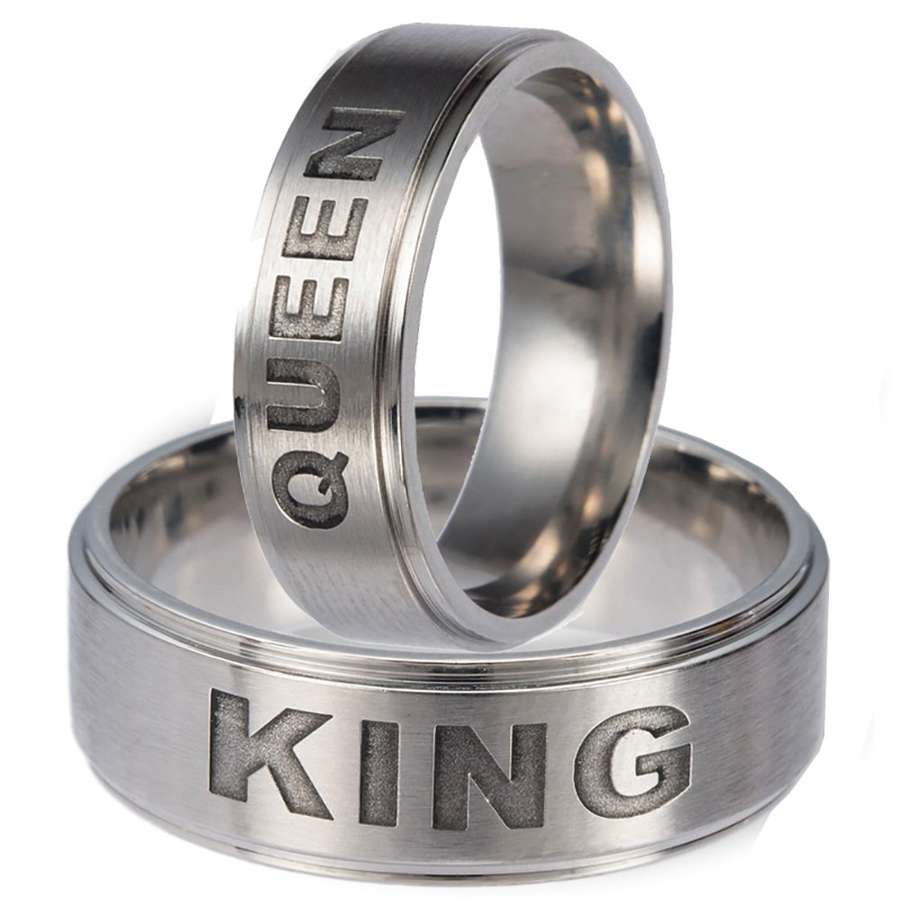Ginger Lyne Collection King or Queen Stainless steel Wedding Band Ring (Queen-6)