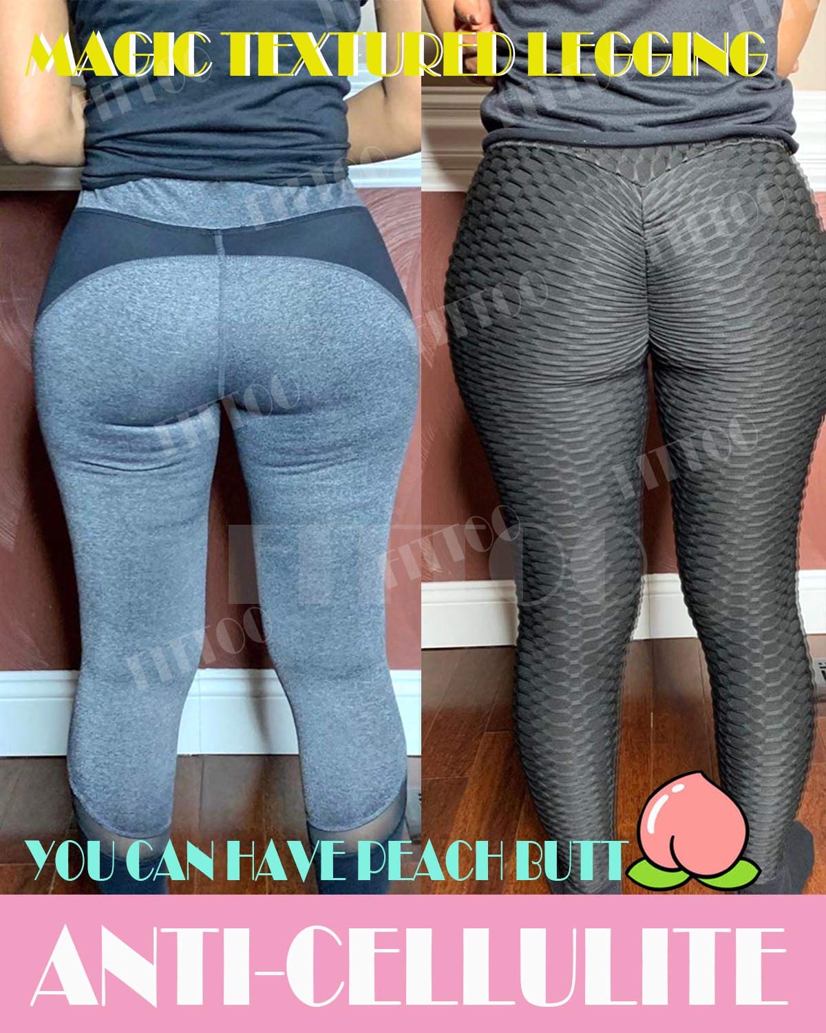 FITTOO Women's High Waist Yoga Pants Tummy Control Scrunched Booty Leggings Workout Running Butt Lift Textured Tights Dark Grey X-Large