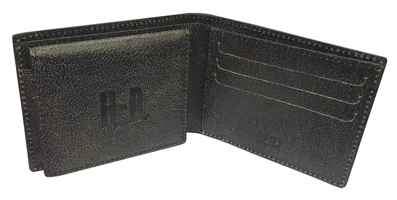 Harley-Davidson Men's Burnished Embossed Billfold Leather Wallet w/Removable ID