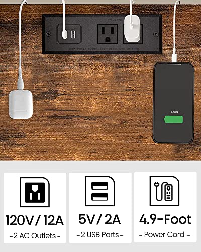 TUTOTAK End Table with Charging Station, Side Table with USB Ports and Outlets, Nightstand, 2-Tier Storage Shelf, Sofa Table for Small Space, 1 Package(2PCS) TB01BB041