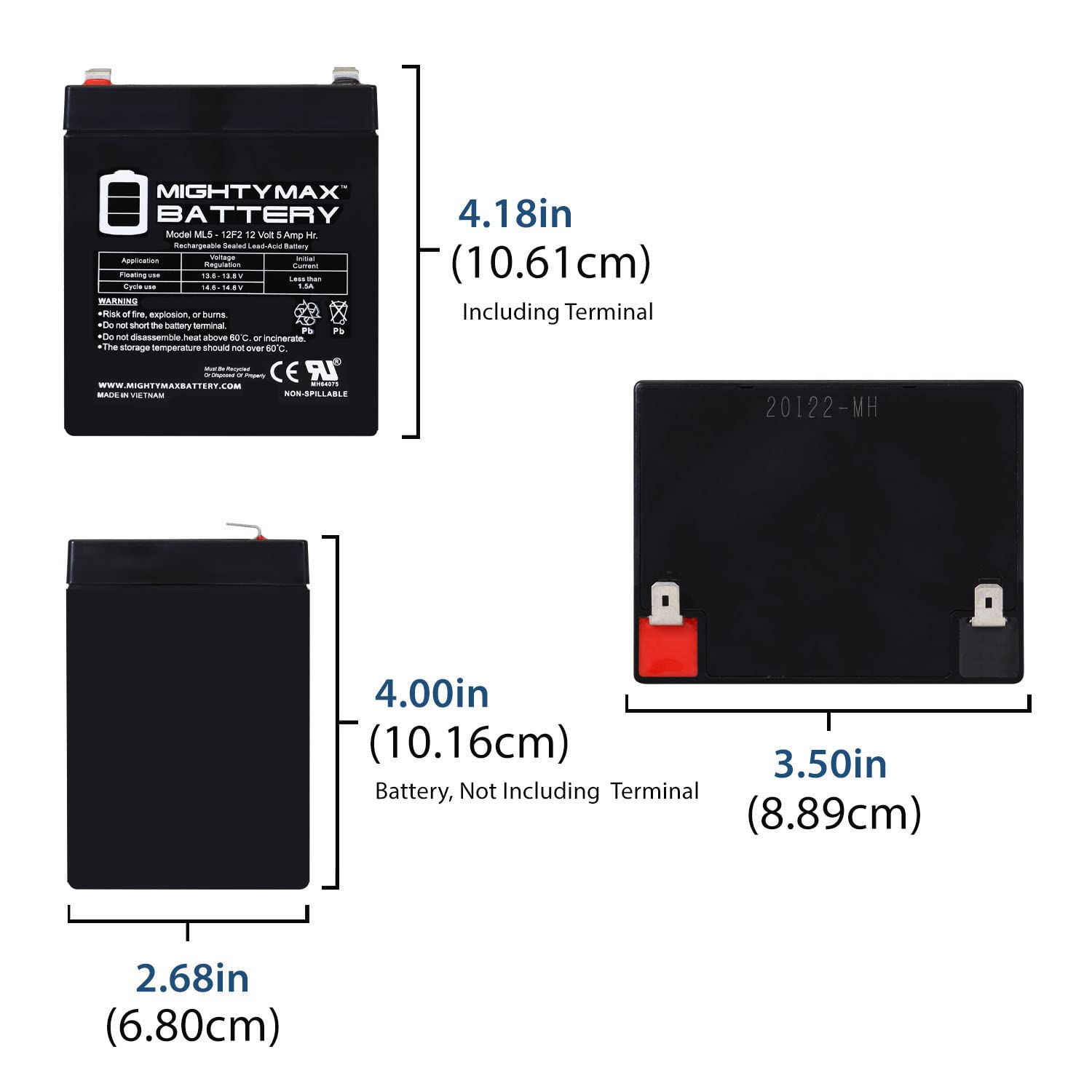 Mighty Max Battery 12V 5Ah F2 SLA Replacement Battery for Protek UB1240