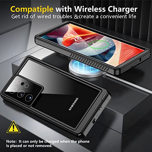 Oterkin for Samsung Galaxy S23 Ultra Case Waterproof,S23 Ultra Case with Built-in Screen&Camera Protector,360° Full Body Protection Dustproof Shockproof Heavy Duty Rugged Case for S23 Ultra-Black
