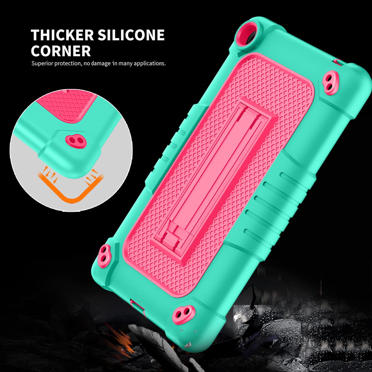 Mignova for Walmart Onn 7 2022 Model Gen 3 7 inch/for New Walmart Onn 7 3rd Gen 100071481 Tablet Case Shockproof Kids Friendly Armor Case Kickstand Shoulder Hand Strap Protective Shell (Green+Pink)