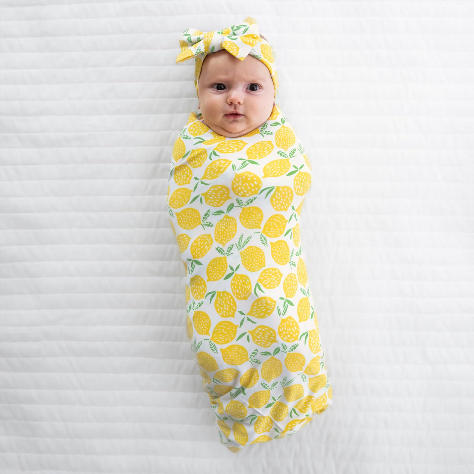 Little Sleepies Newborn Swaddle + Headband Set, Viscose from Bamboo Baby Wrap, Pink Cookies & Milk
