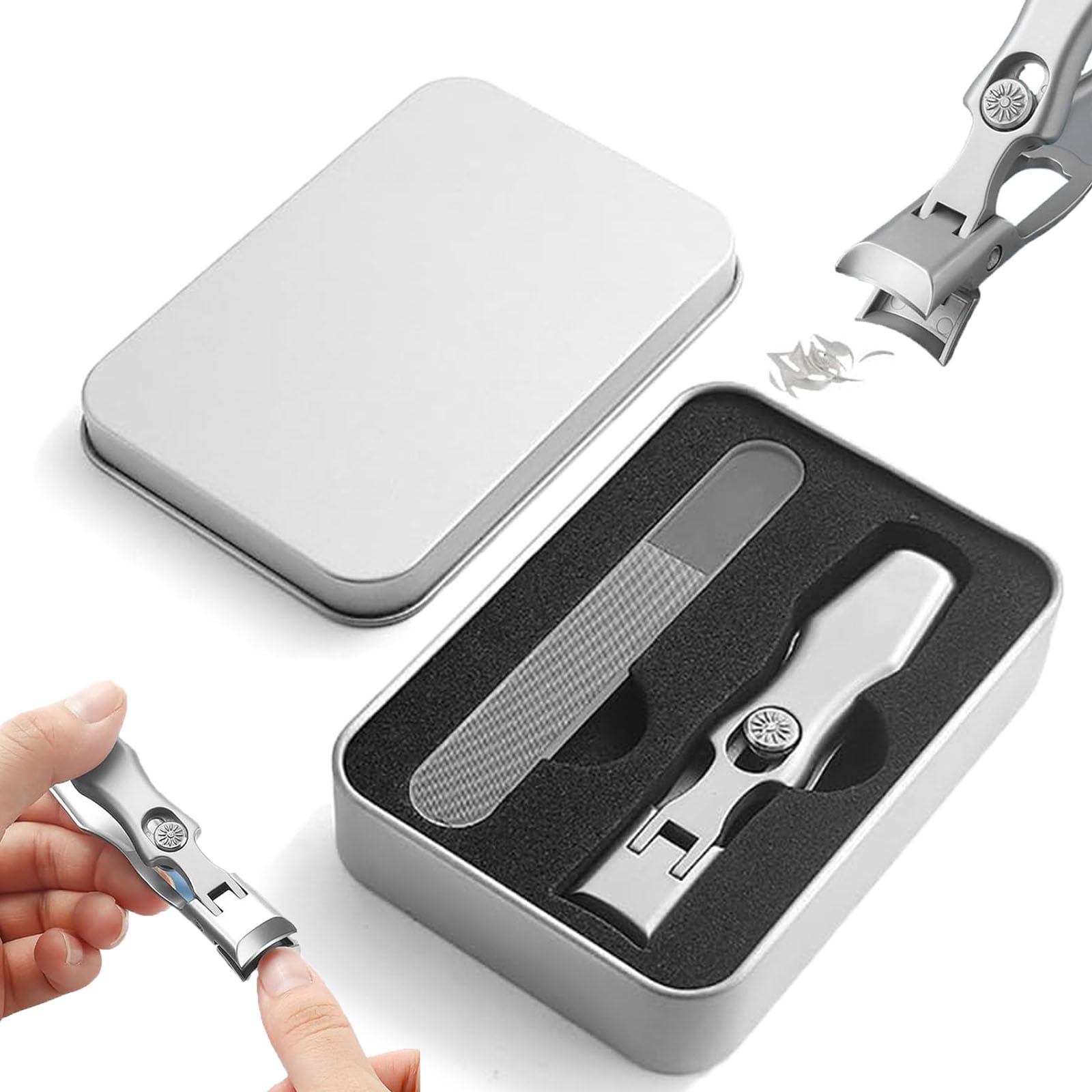 Dotmalls Nail Clipper, Cumuul Nail Clipper, Nail Clipper with Catcher, Ultra Sharp Sturdy Fingernail and Toenail Clipper Cutters (Silver)