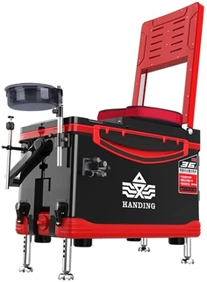 Fishing Box, Portable 36L Full Set of Ultra-Light and Multi-Functional Table Fishing Box with Hidden Backrest, Four-Leg Lift, for Outdoor Camping Competition