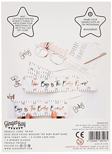 Ginger Ray Rose Gold Foiled How Big is The Bump Baby Shower Party Game Twinkle Twinkle