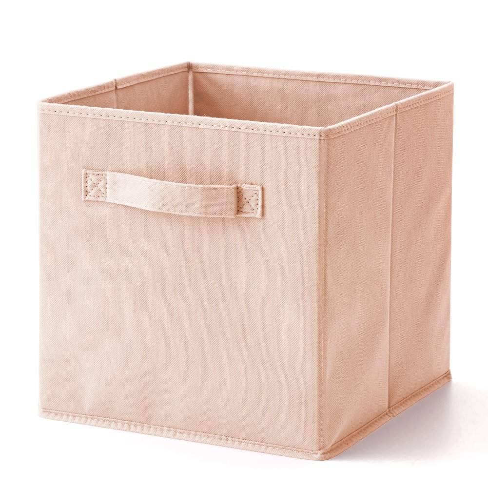 EZOWare Set of 12 Foldable Basket Bin Collapsible Storage Cube For Nursery, Kids Toys Organizer, Shelf Cabinet - ( Pale Dogwood + White )