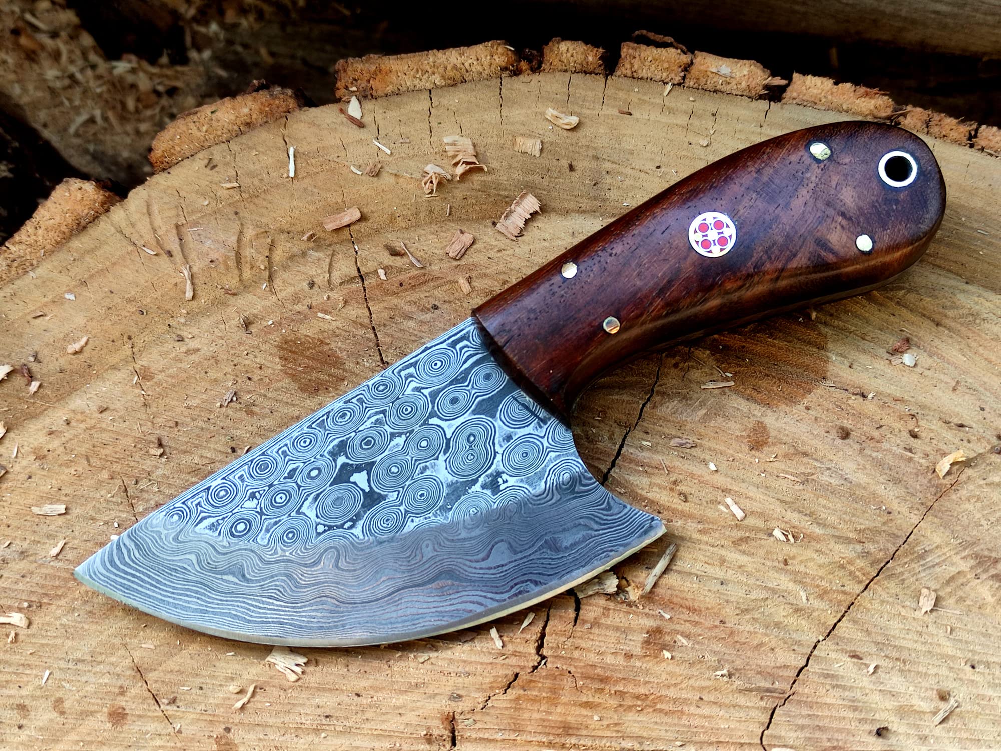 Handmade Damascus Steel Skinner Knife with sheath - 6.5 in Full Tang Fixed Blade Damascus Knife for Hunting Skinning Edc Jnr-3726