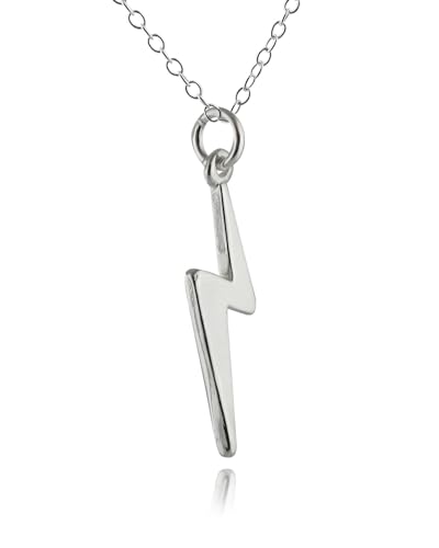 FashionJunkie4Life Silver Lightning Bolt Necklace for Women | 18ā Sterling Silver Necklace with Sterling Silver Lightning Bolt Pendant | Jewelry Gifts for Men & Women.