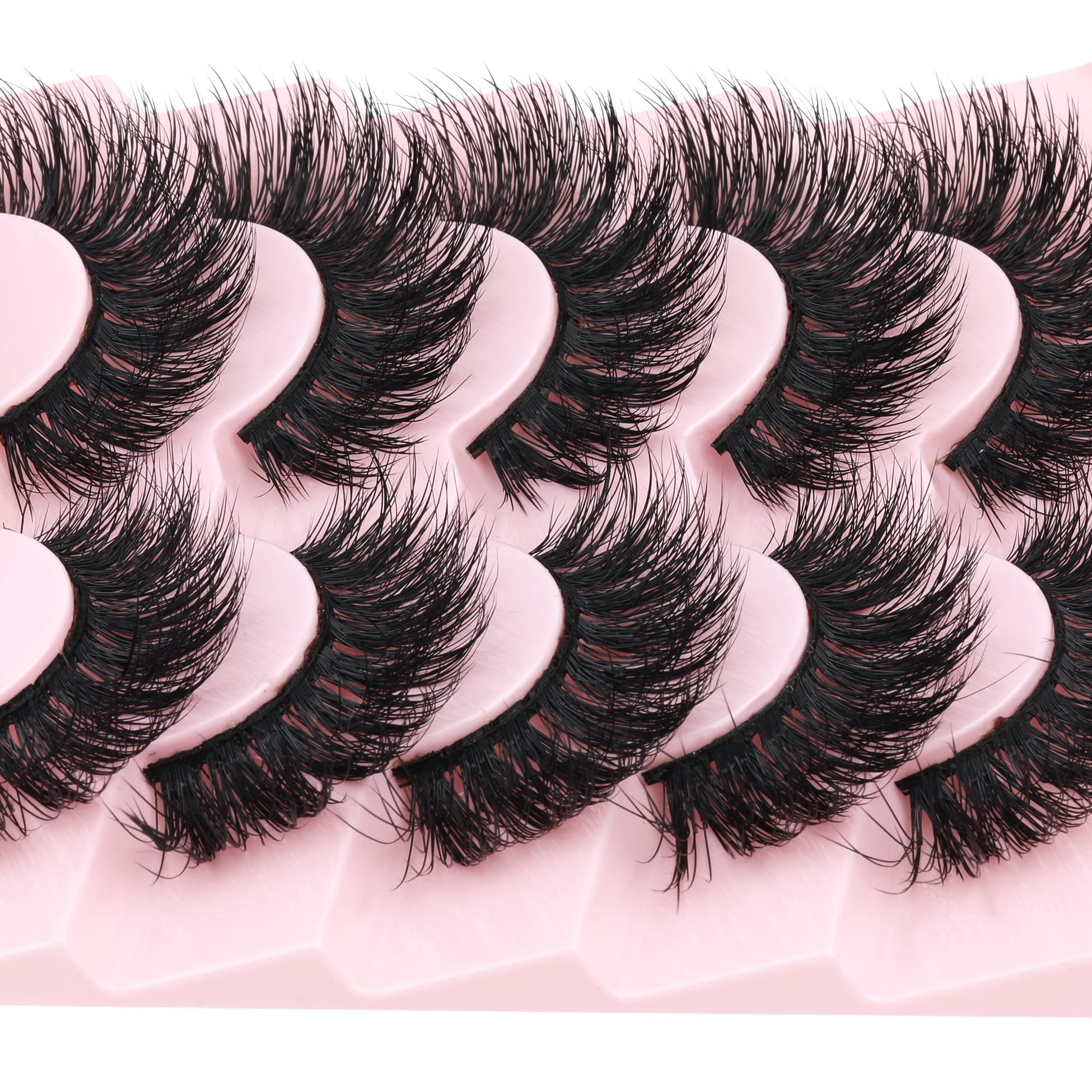 Mink Lashes Natural Fake Eyelashes Fox Eye Lashes That Look Like Extensions D Curl Flat Wispy Fluffy Cat Eye False Eyelashes Pack by EYDEVRO, 17mm