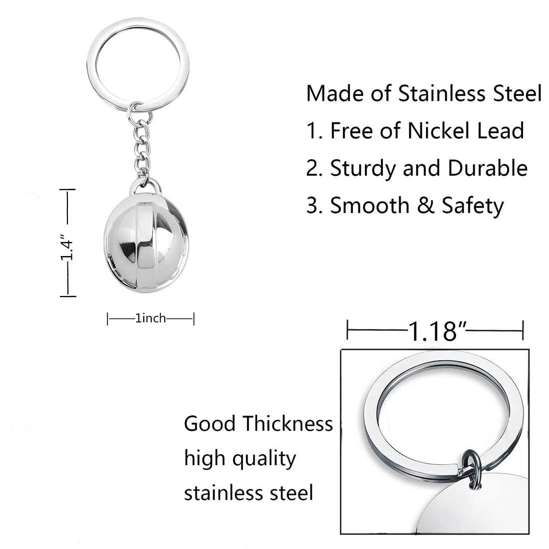 FUSTMW Firefighter Gifts Firefighter Helmet Keychain Fireman Gifts Firefighter Graduation Gifts Inspirational (Silver)
