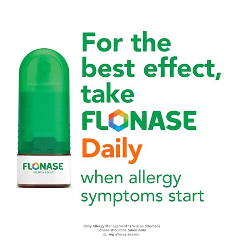 Flonase Allergy Relief Nasal Spray, 24 Hour Non Drowsy Allergy Medicine, Metered Nasal Spray - 144 Sprays- Fall and Seasonal Allergy Relief