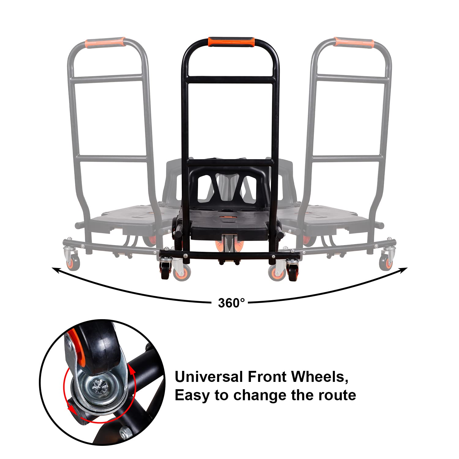 Joric Folding Hand Truck Portable Dolly Cart, One-Button Folding Portable Flatbed, Dual-Purpose Design, Switch at Will, 330lbs Capacity Hand Cart, Suitable for Transportation, Baggage Handling Use