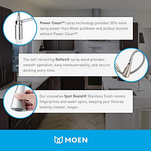 MOEN Noell Single-Handle Pull-Down Sprayer Kitchen Faucet with Reflex and Soap Dispenser in Spot Resist Stainless