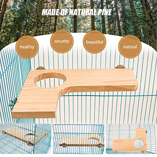 Squirrel Gerbil Chinchilla Dwarf Hamster L-Shaped Pedal Wooden Platform, 3 Pieces of Natural Wooden Parrot Hamster Round Standing Board (Style-2)