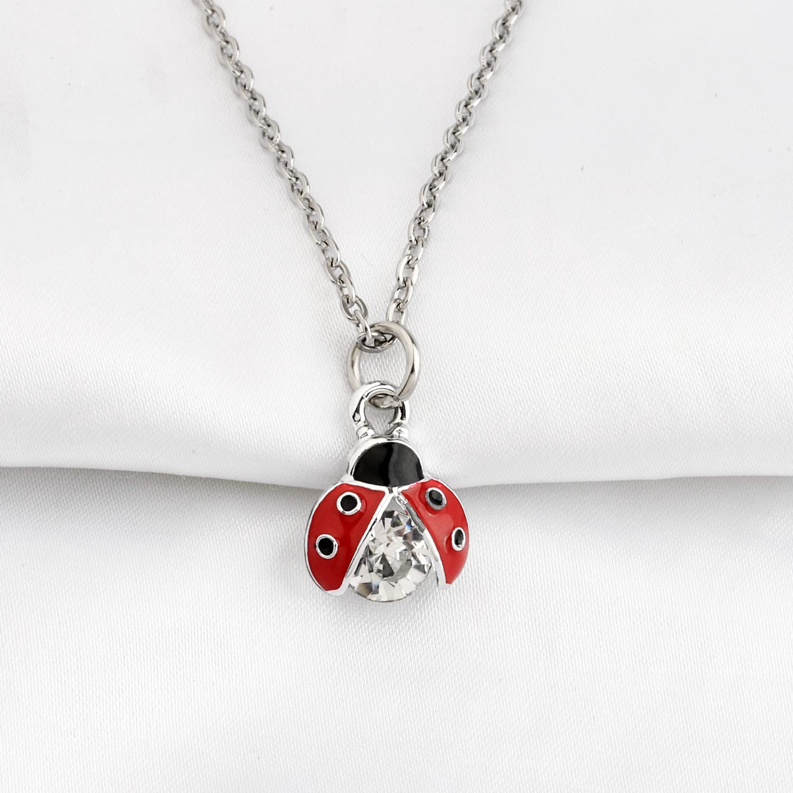 FUSTMW Ladybug Pendant Necklace Ladybug Gifts Jewelry Ladybug Necklace Charm Inspirational Gifts for Women (silver)