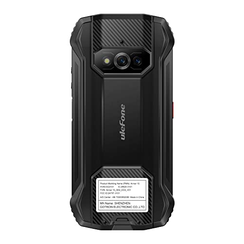 Ulefone Armor 15 Rugged Smartphone (Build-in TWS Earbuds), Android 12, Dual Stereo Speakers, 5.45'' HD+ IP68 Waterproof Mobile Phone Unlocked, 6GB+128GB, 16MP+13MP+12MP, GPS NFC FM- Black
