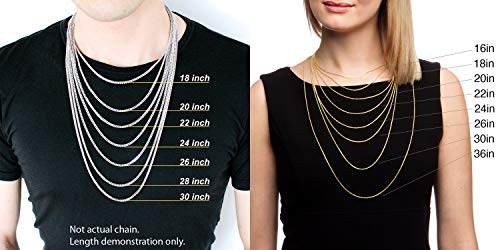 Giorgio Bergamo 925 Italian Sterling Silver 4mm Ball Bead Moon Cut Chain, Rhodium Dog Tag Solid Necklace, (24)
