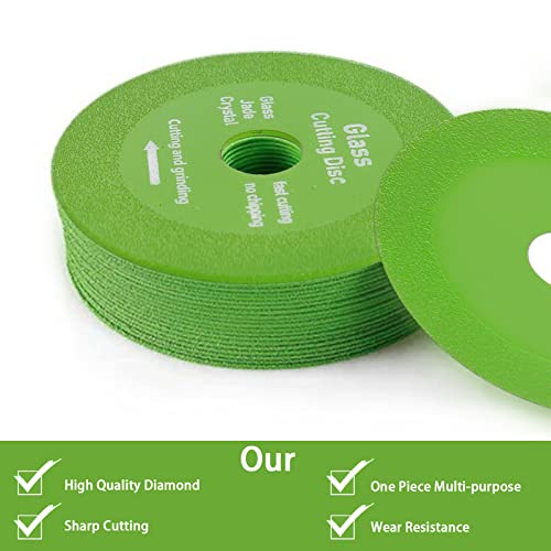 Glass Cutting Disc for Angle Grinder, Green Thin Saw Blade Wheel Glass Ceramic Cutting Tool 4 inch Ultra-Thin Diamond Saw Blade Wheel (3 Pcs)