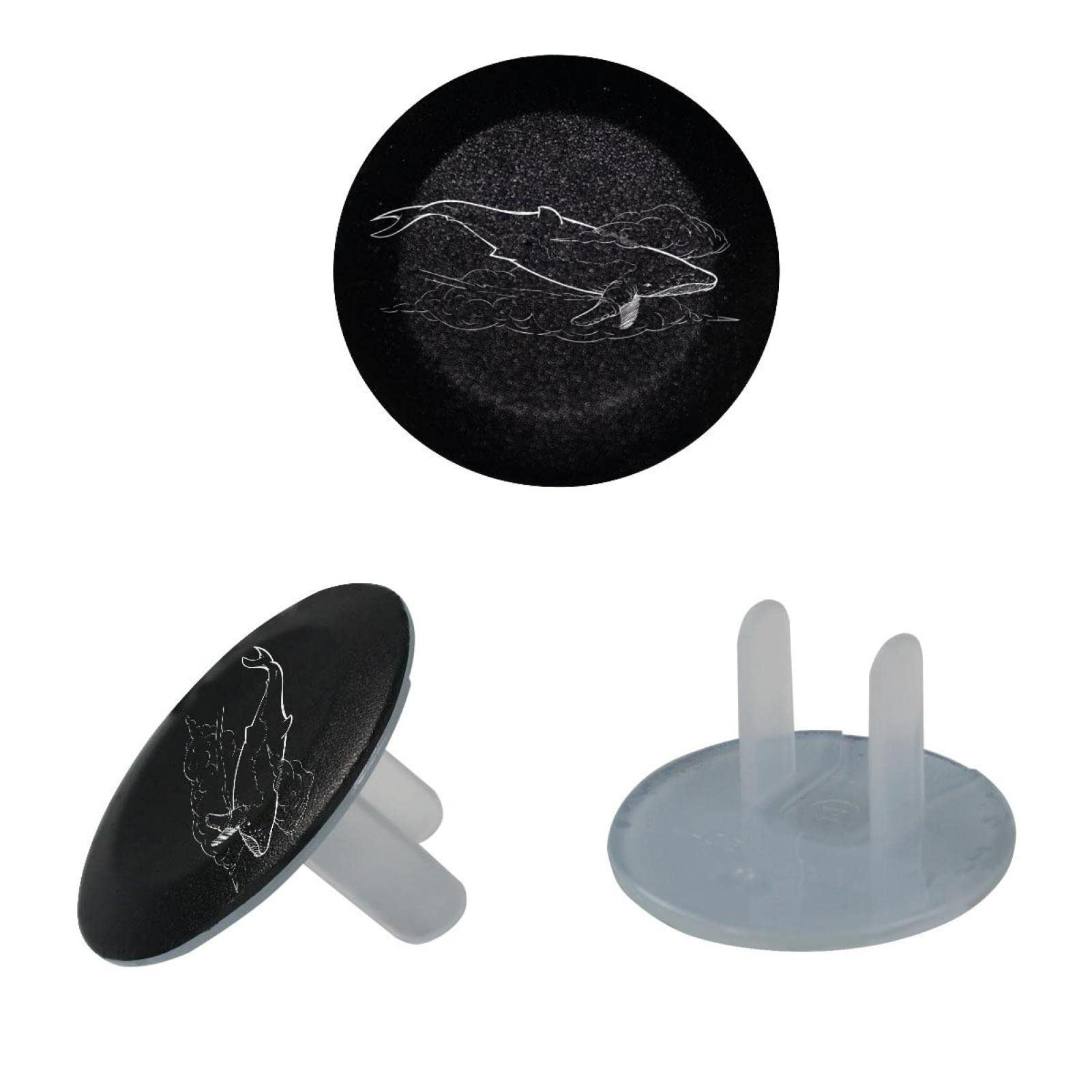 LAIYUHUA Outlet Covers Baby Proofing 24 Pack Steady Electric Plug Protector | Child Safety Plastic Outlet Covers | Easy Install | Shock Prevention- Whale Black