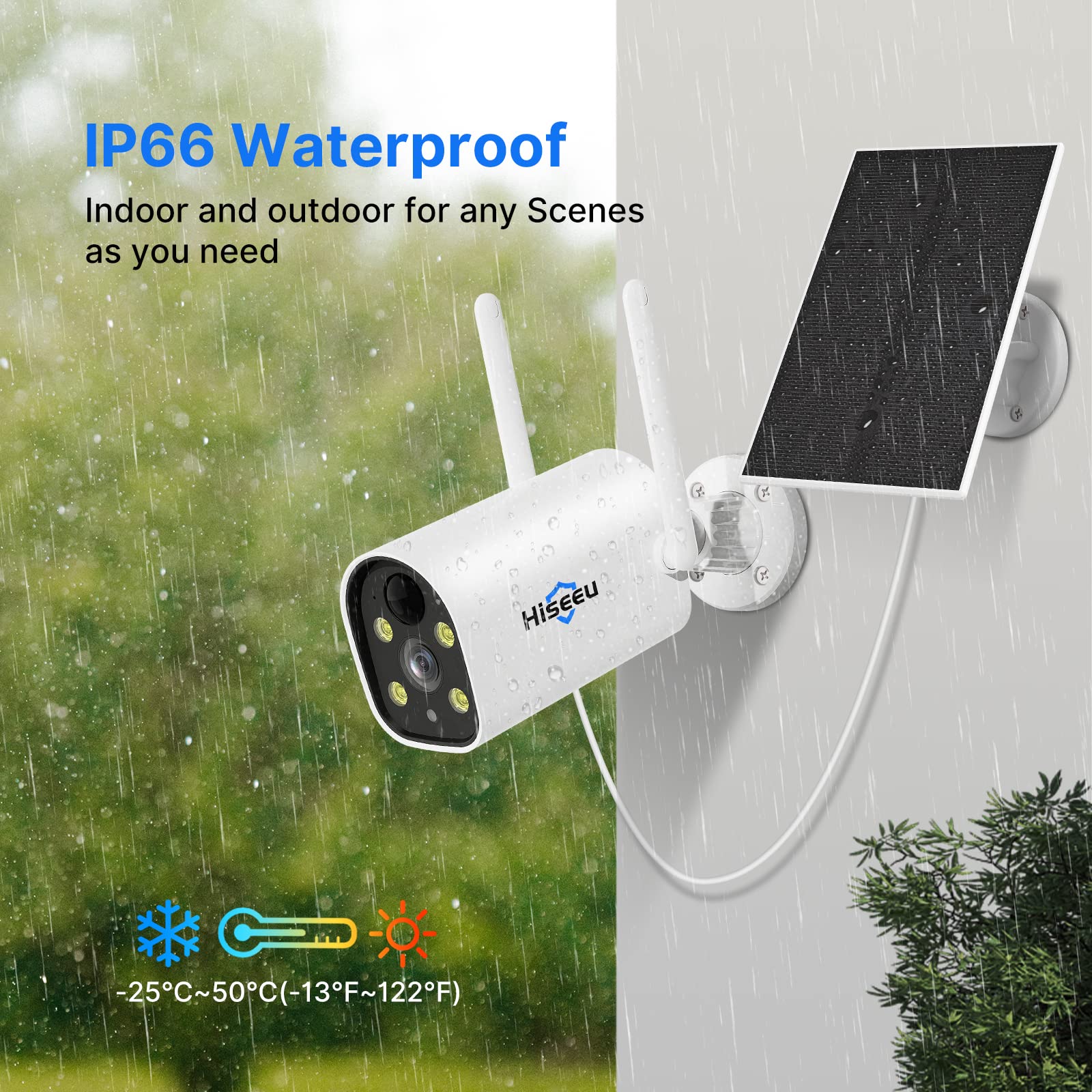 Hiseeu Solar Battery Powered Wireless Security Camera System,100% Wire-Free 8-Cam Kits,2K HD, Spotlight, Color Night Vision, 2-Way Audio, PIR, Wall Mount, Waterproof, Record with 1TB HDD Home Secuirty