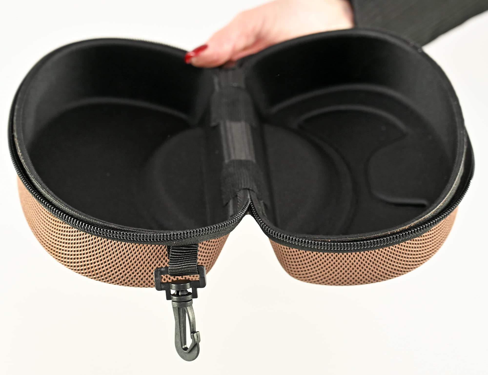 Home-X Sport Goggles Case, Snow Goggles Holder, Safety Glasses Case for Men and Women, Zippered Hard-Shell Glasses Case, 8" L x 4 ¾” W x 4" H, Gray